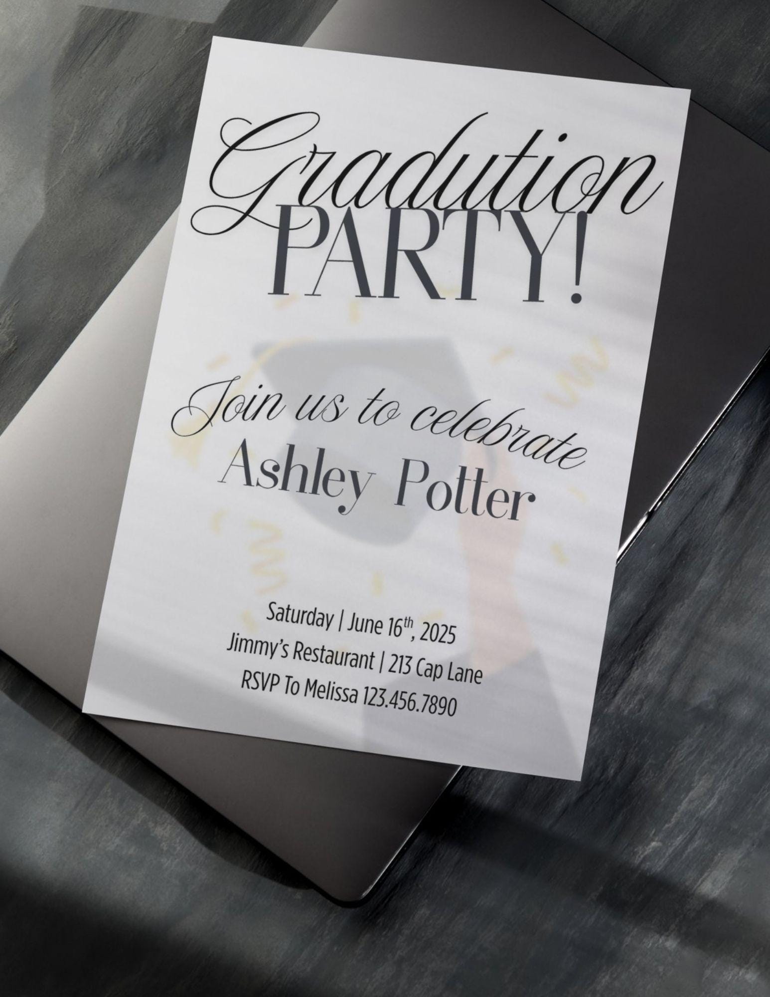 Graduation Party Invitation Modern With Cap - Etsy