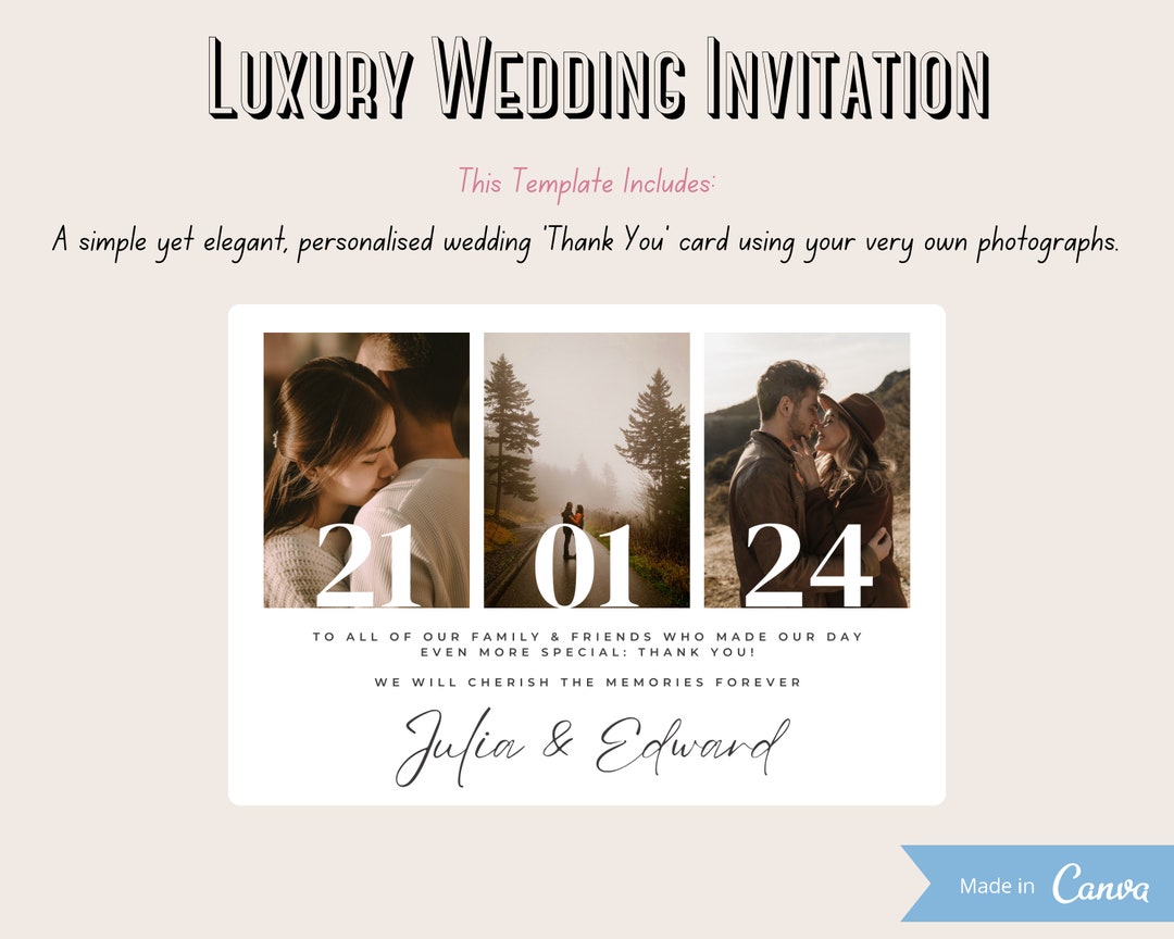 Printable Personalised 'thank You Card' Template: INSTANT DOWNLOAD ...