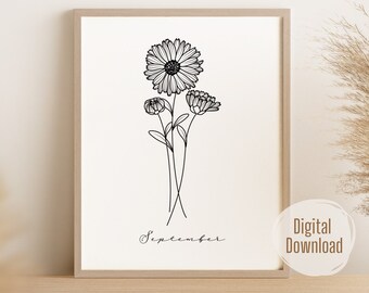 September Birth Flower Line - Etsy