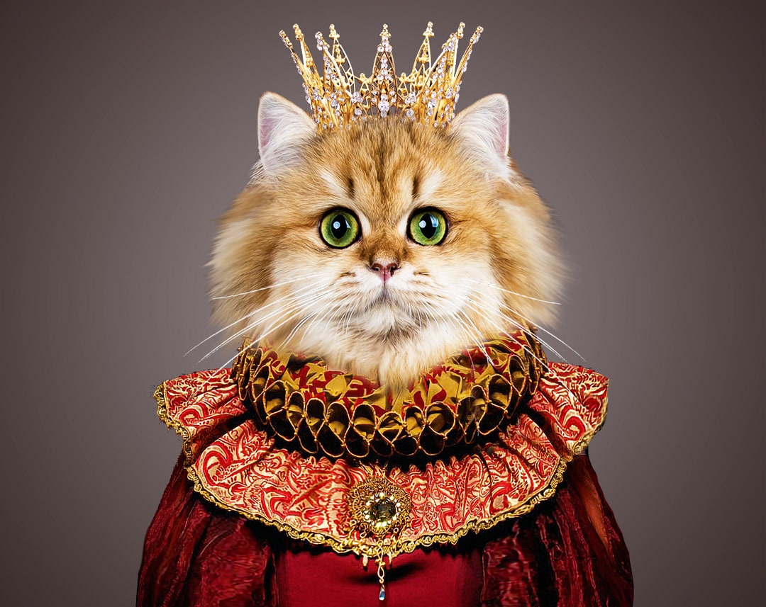 Custom Pet Portrait, Princess Pet Painting, Personalized Pet Art, Queen ...