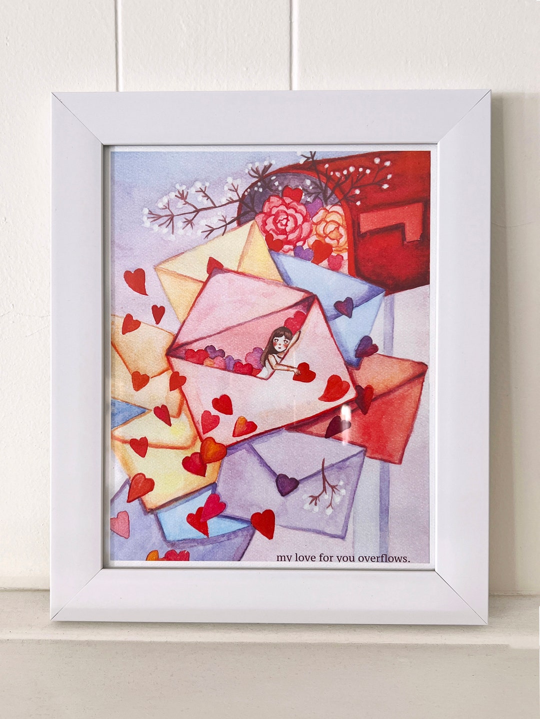 Overflow Watercolor Print: Love Letters Illustration (8x10) - Etsy