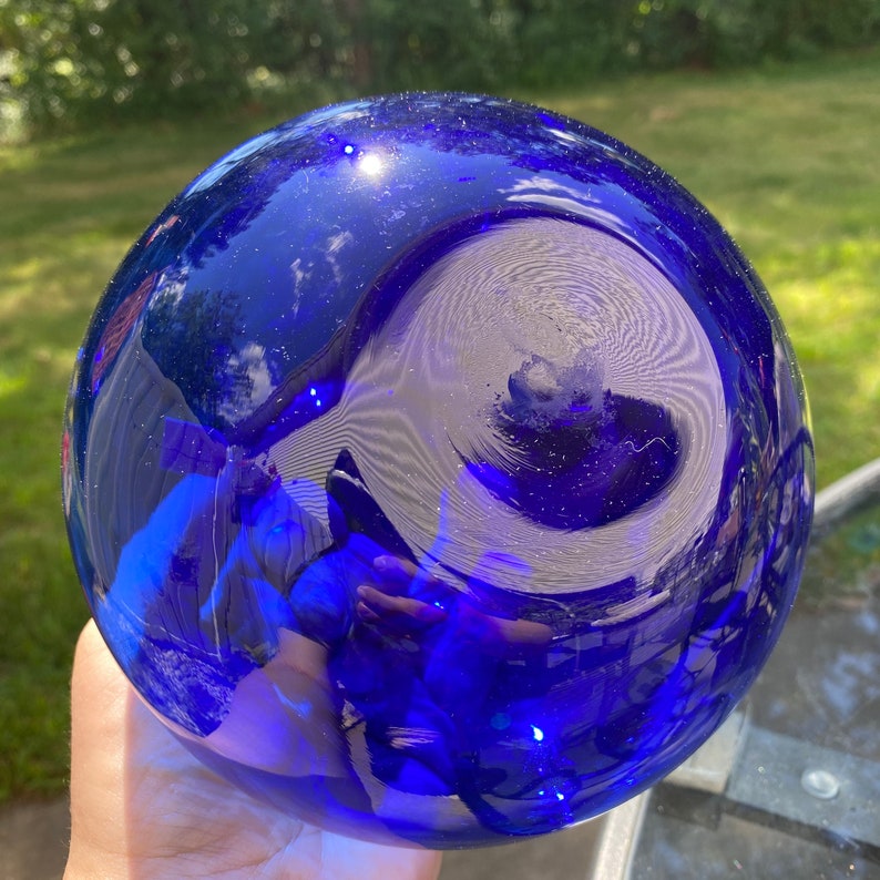 Pilgrim Glass Vintage Cobalt Blue Glass Round Blown Vase 1960s Vintage ...