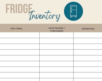 Fridge Inventory, Printable Kitchen Fridge Log, Fridge Organiser ...