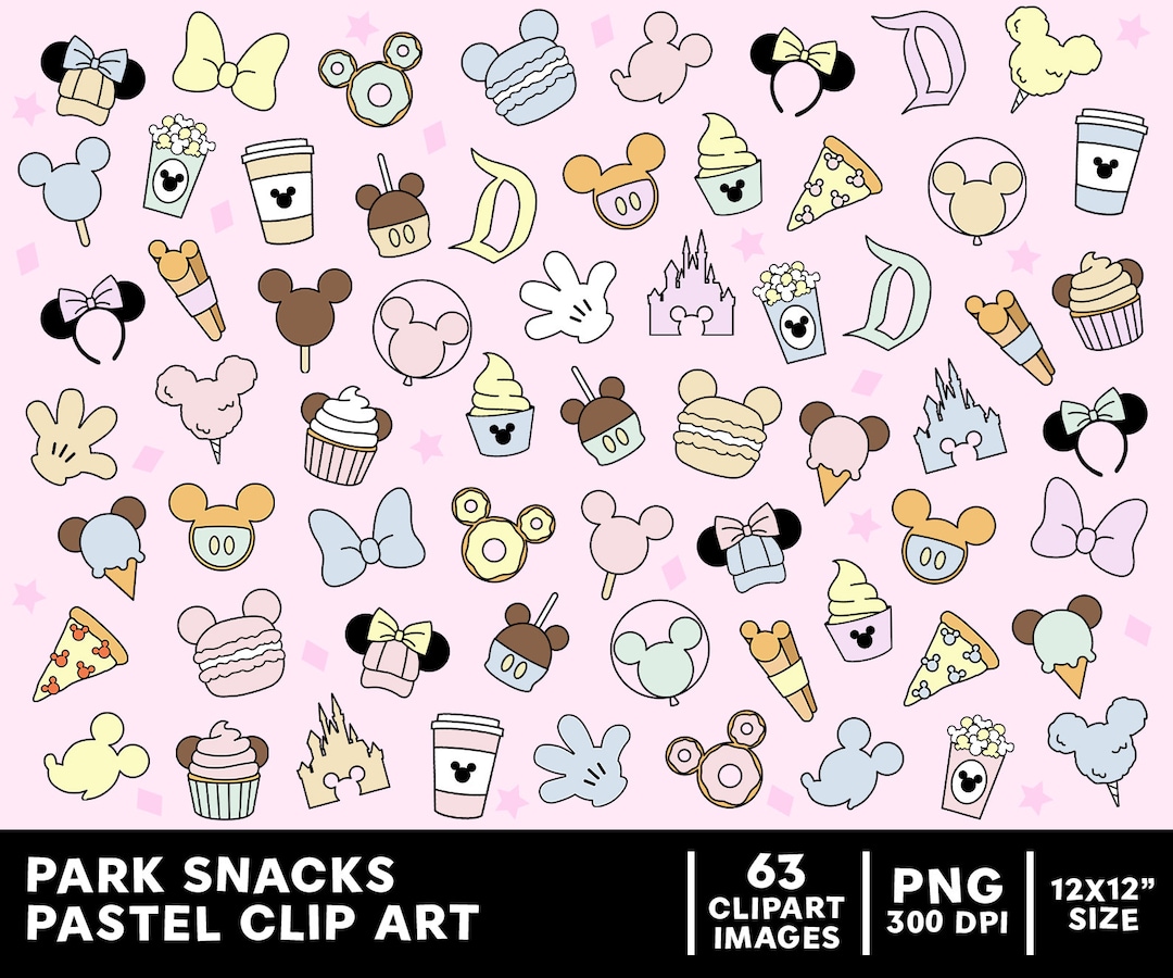 Park Snacks Food Pastel Clip Art Digital Download Mickey PNG - Etsy