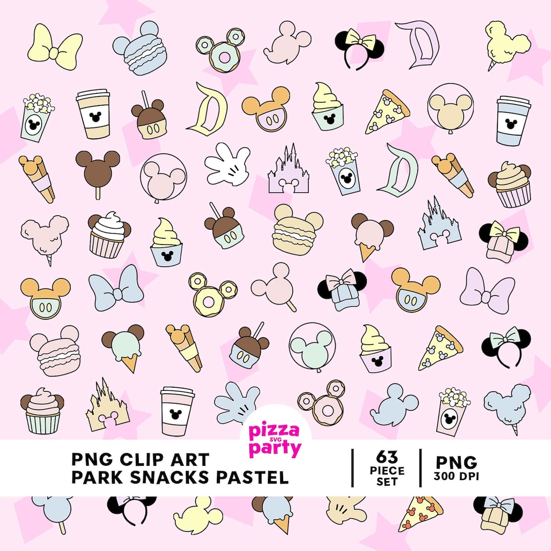 Park Snacks Food Pastel Clip Art Digital Download | Mickey PNG Bundle ...