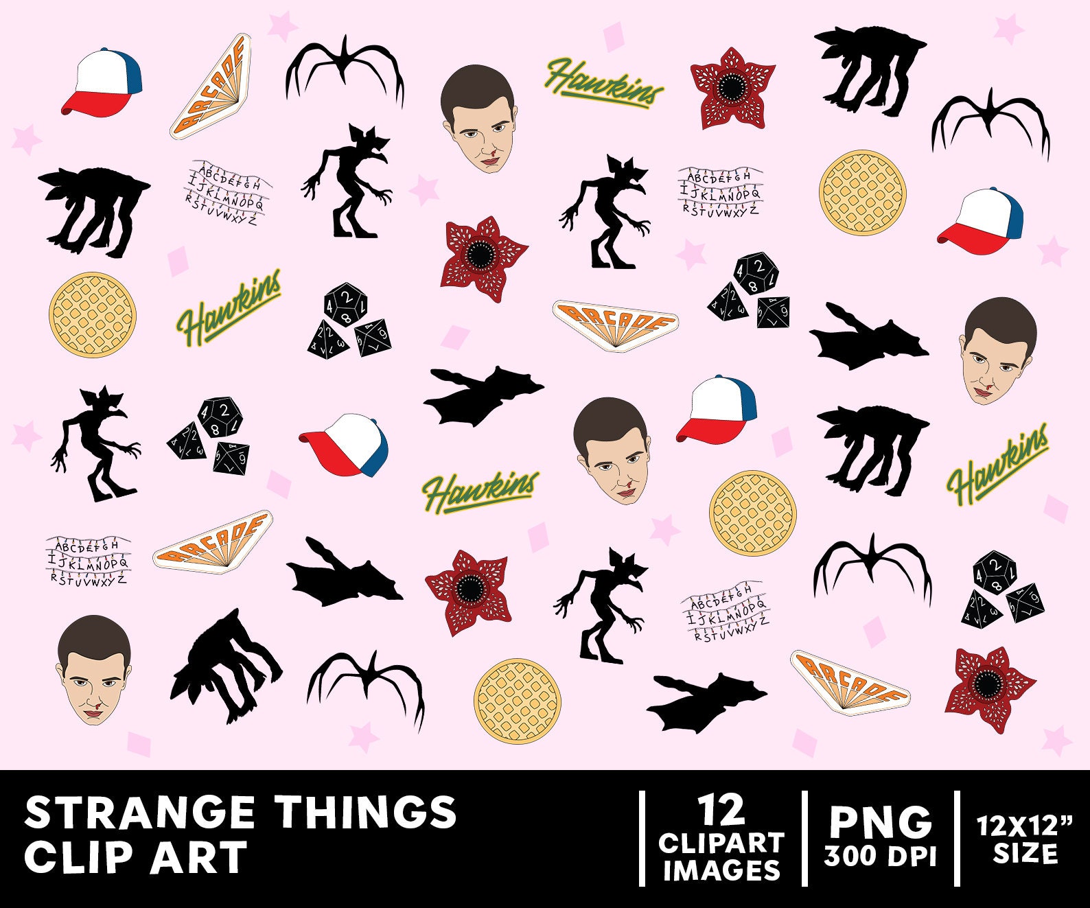 Stranger Things Clip Art Digital Download Demogorgon Eleven - Etsy