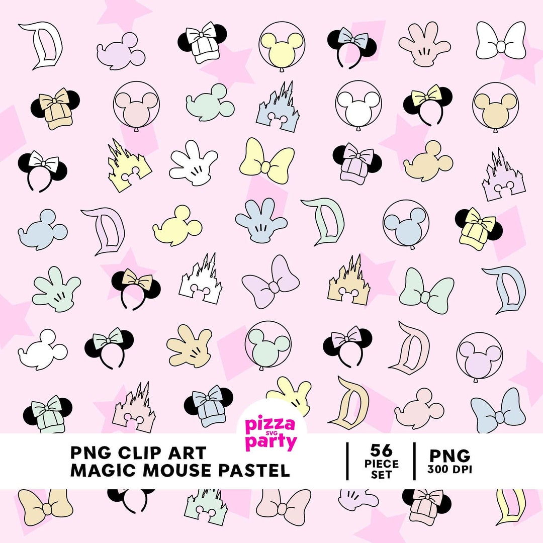 Mickey Mouse Minnie Mouse Pastel Clip Art Digital Download | PNG Bundle ...