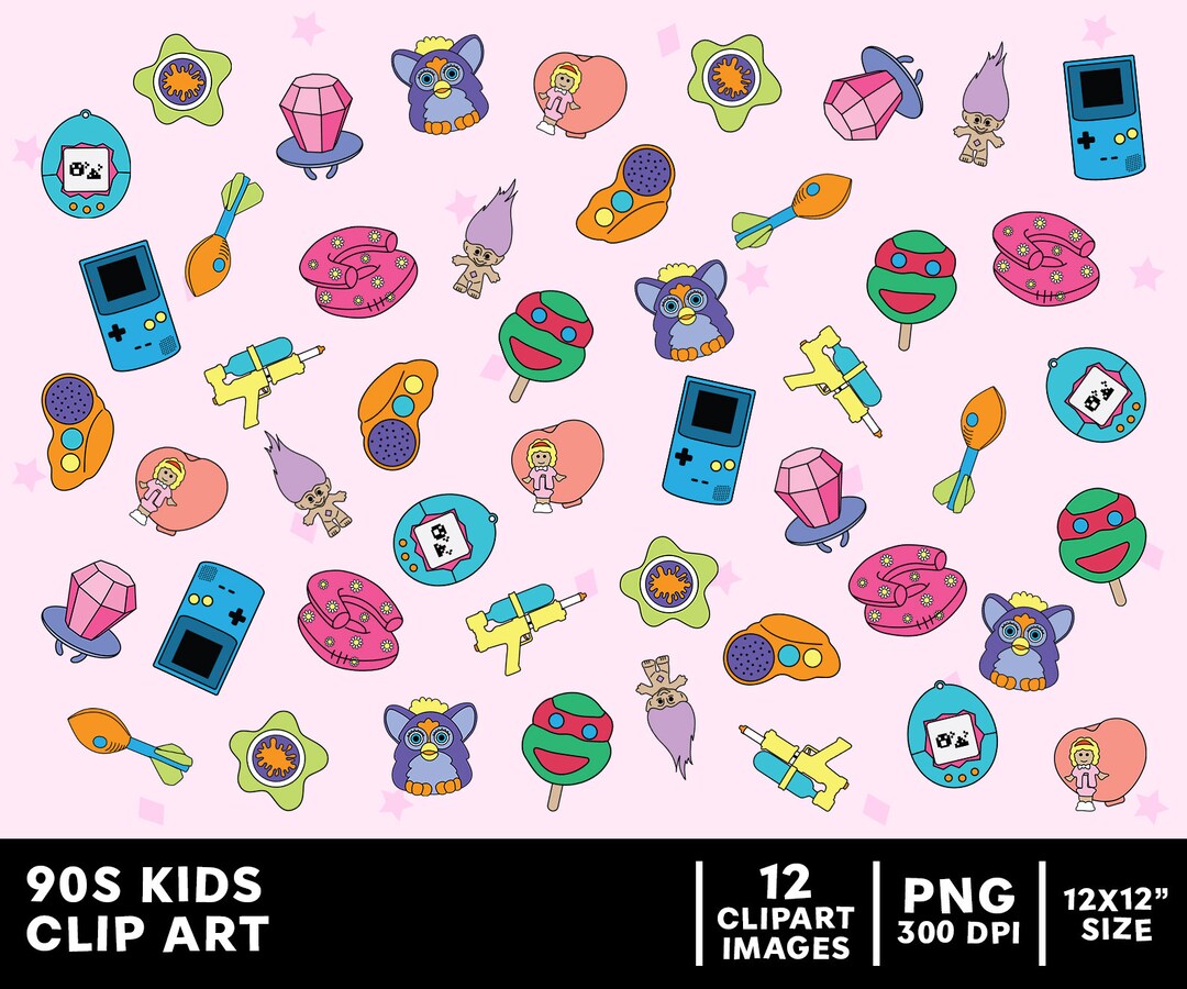 90s Kids Toys Snacks Clip Art Digital Download PNG Bundle Art Instant ...