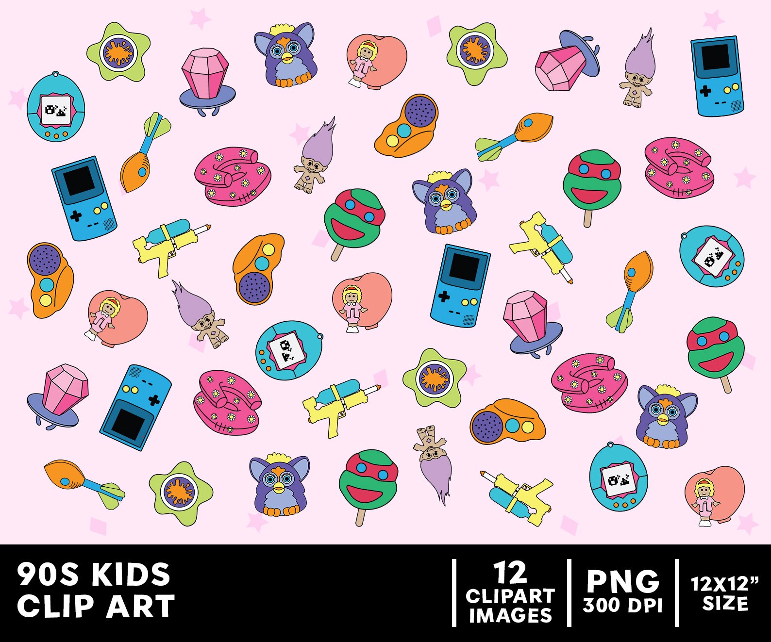 90s Kids Toys Snacks Clip Art Digital Download PNG Bundle Art Instant ...