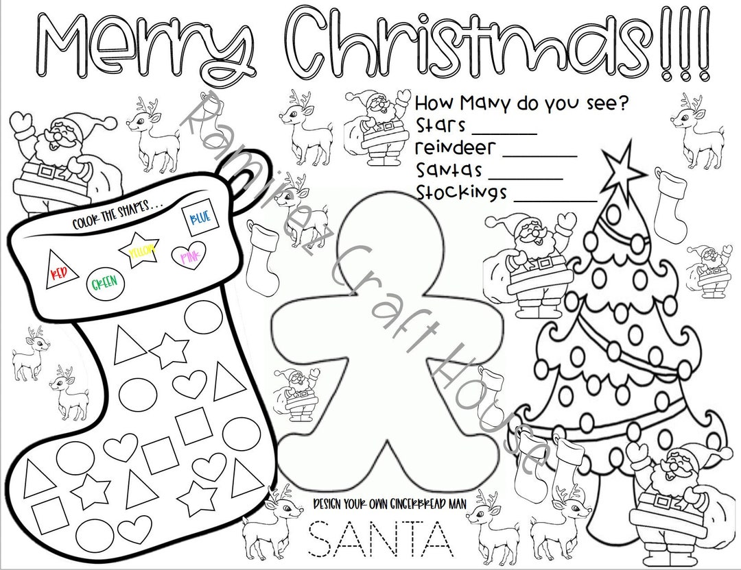 Toddler Christmas Coloring Placemat - Etsy