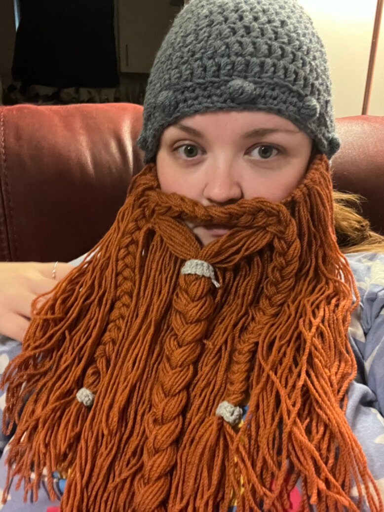 Viking, Dwarf, Barbarian Crochet Hat With Beard Funny Knitted Beard Hat With Moustache Ski Mask ...