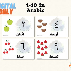 Arabic Numbers Flashcards With Fruits | 1-10 in Arabic | Arabic for ...