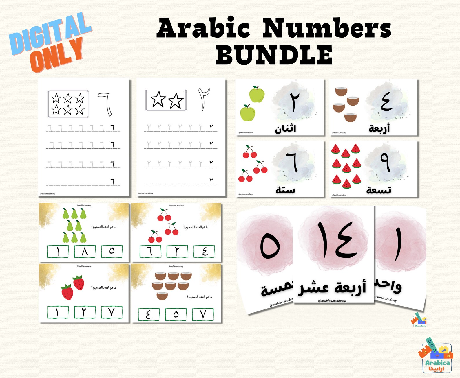 Arabic Numbers Activities Bundle | Color the Number| Arabic Numbers ...