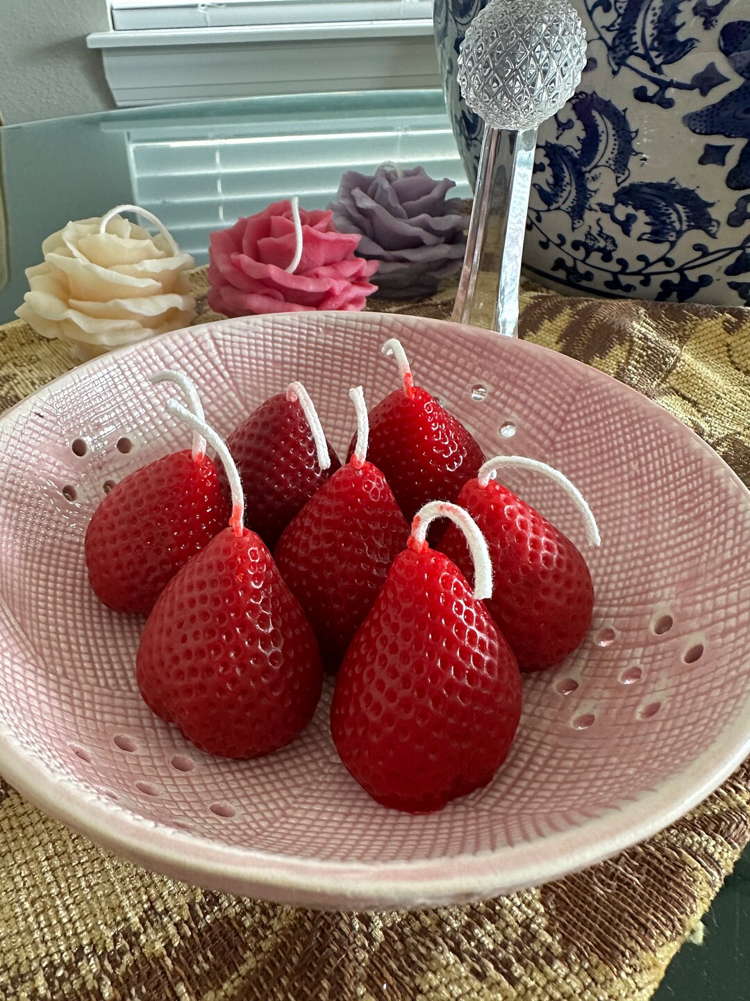 Beeswax Strawberry Candles Pack of 3 Pure Beeswax Fruit Strawberry ...