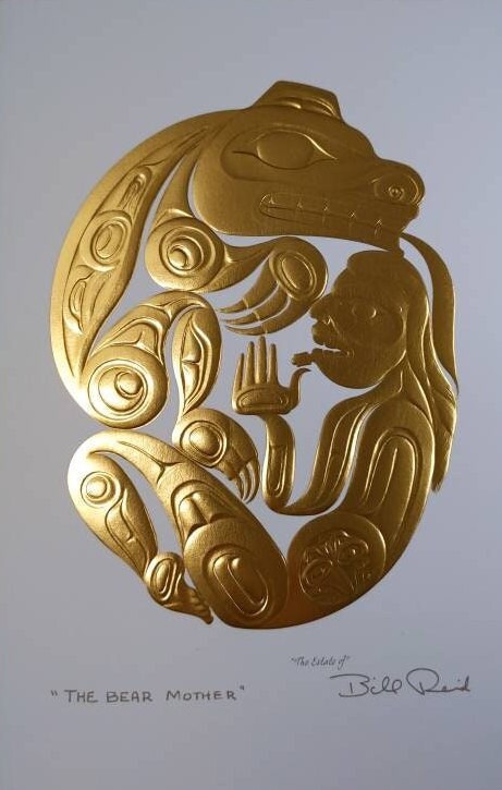 The Bear Mother by Bill Reid Haida Artist 6"x9" Gold Embossed Art Card ...