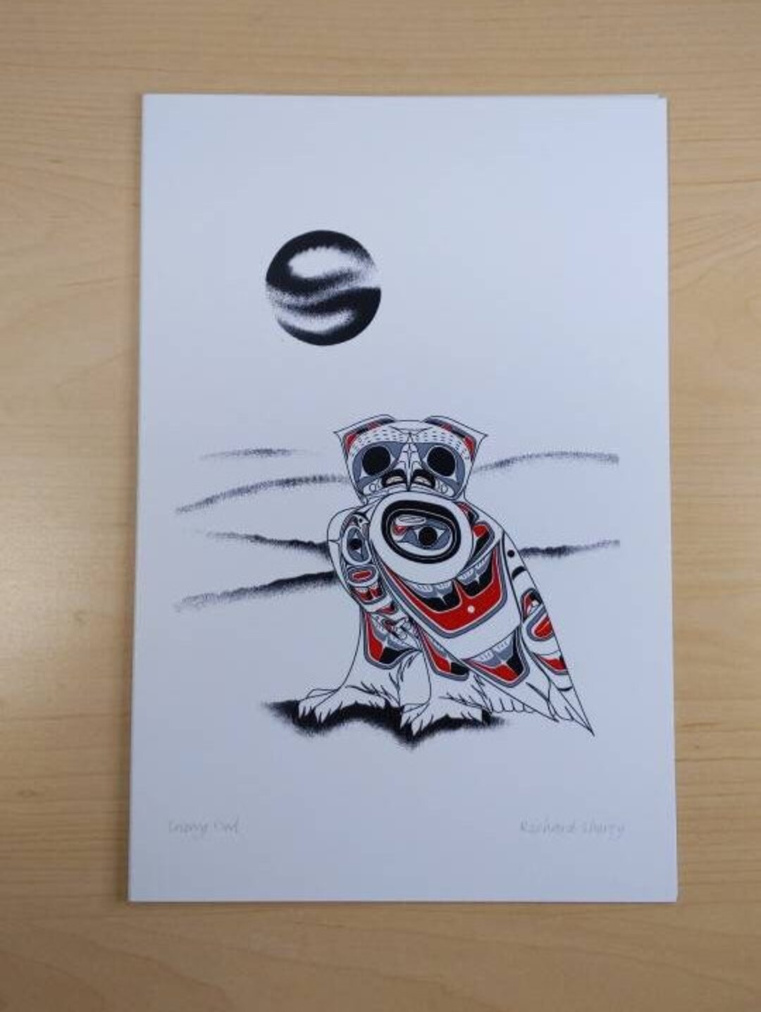 Snowy Owl by Richard Shorty Northern Tutchone Yukon Artist 6"x9" Art ...