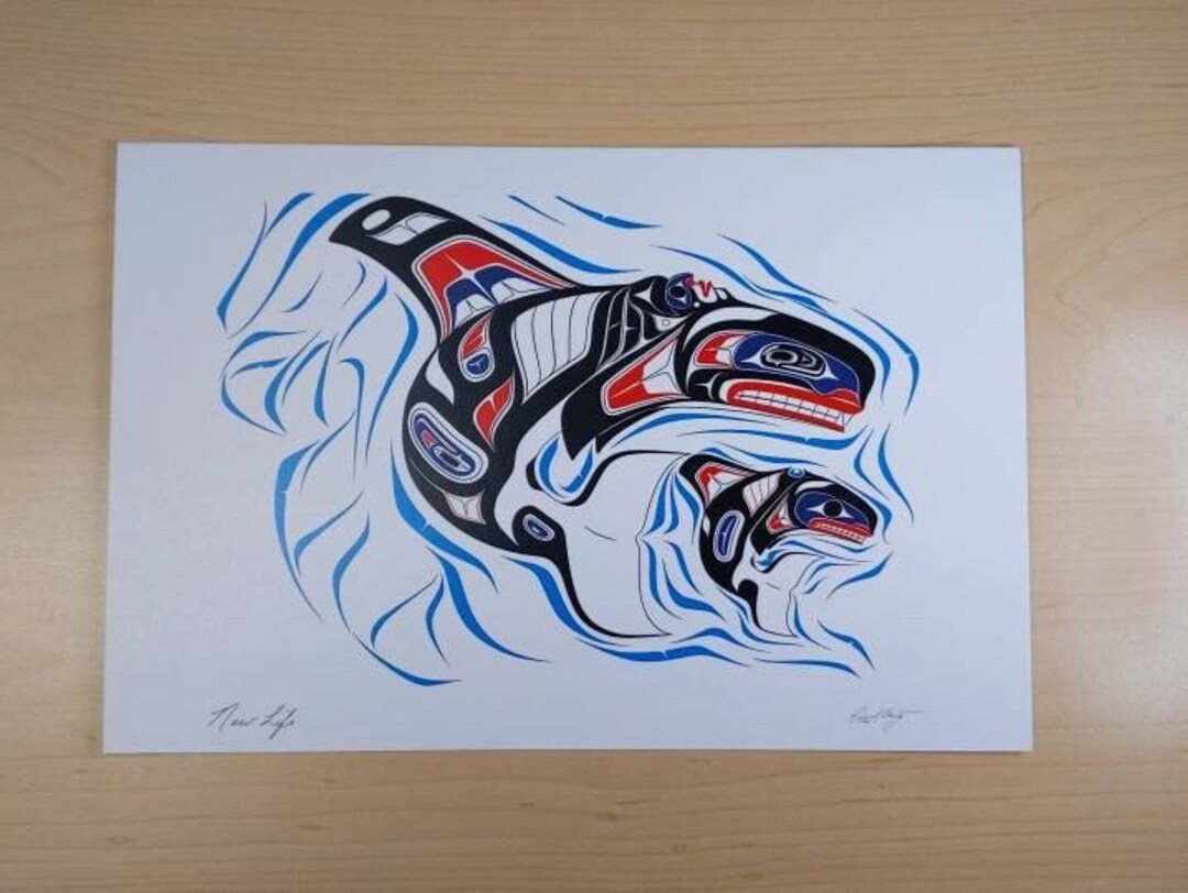 New Life - Killer Whale and Young by Richard Shorty Northern Tutchone ...