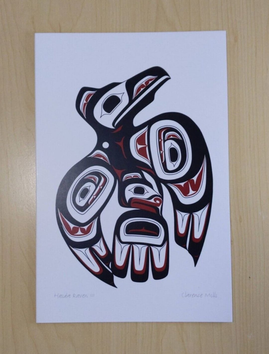 Haida Raven III by Clarence Mills Northwest Coast Artist 6"x9" Art Card ...