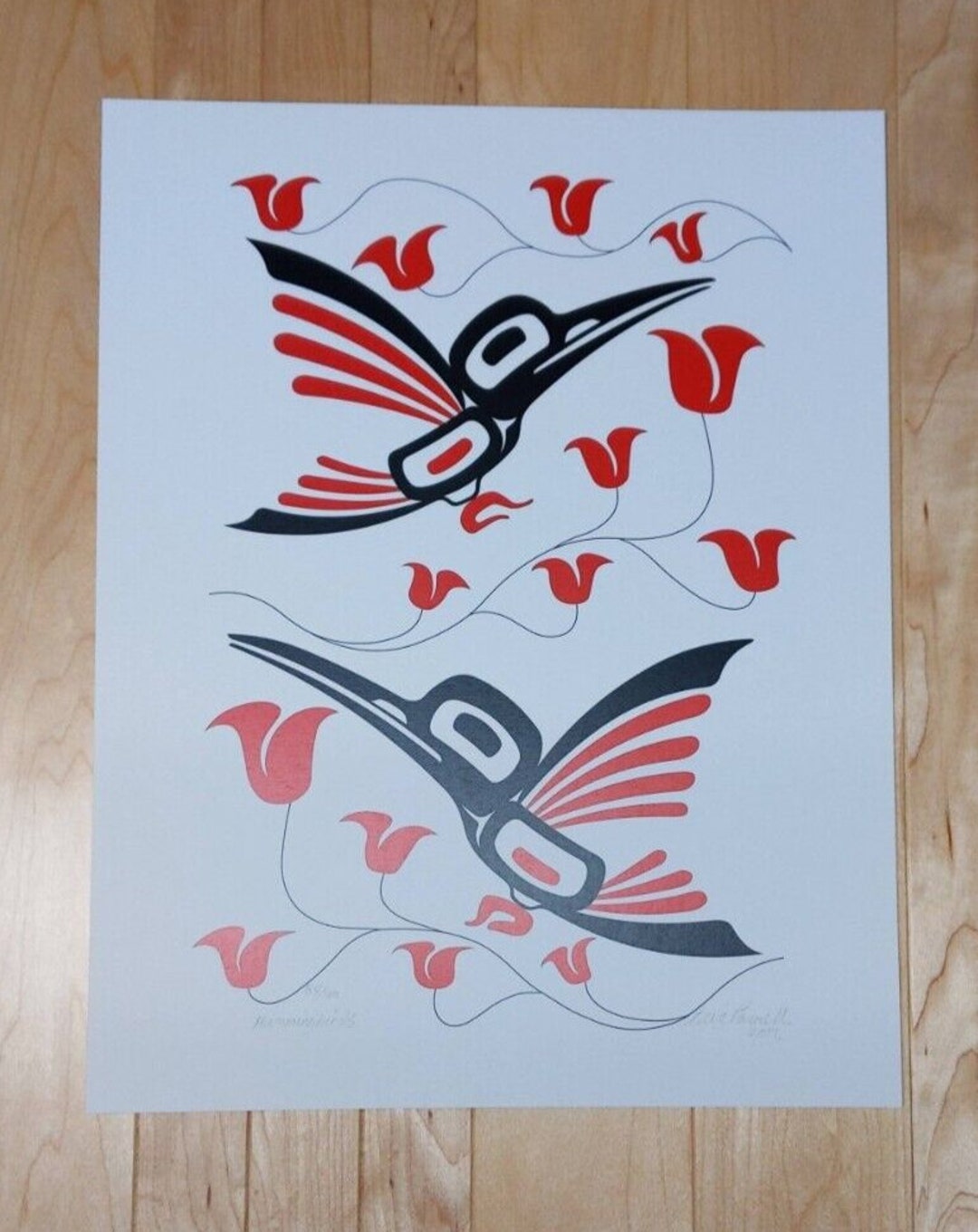 Hummingbirds by Eric Parnell Haida Artist 14" X 11" Signed Limited ...