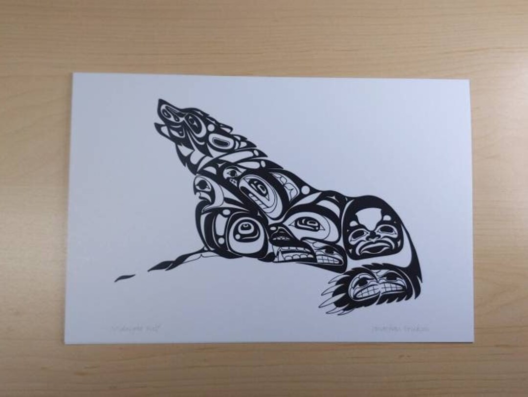 Midnight Wolf by Jon Erickson Gitxsan Artist 6"x9" Art Card - Etsy