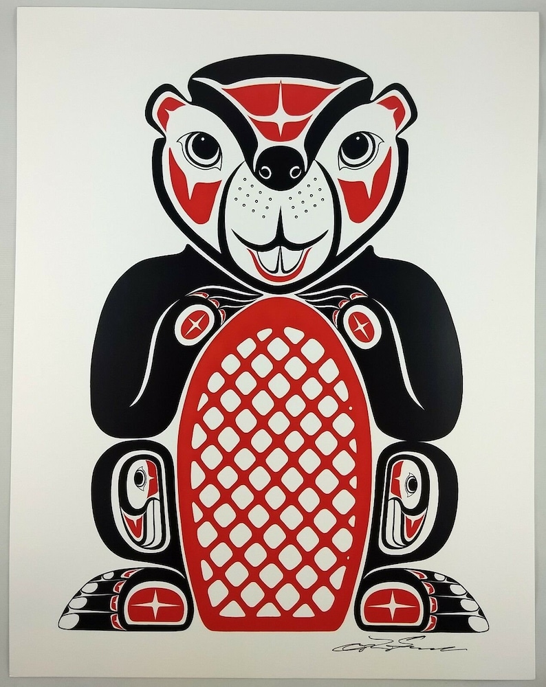 Beaver by Lon French Haida Artist 11"x14" Signed Print - Etsy