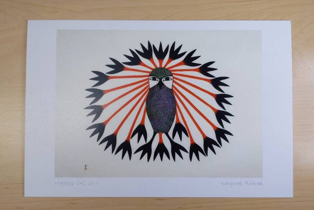 Majestic Owl, 2011 by Kenojuak Ashevak Inuit Artist 6"x9" Art Card - Etsy