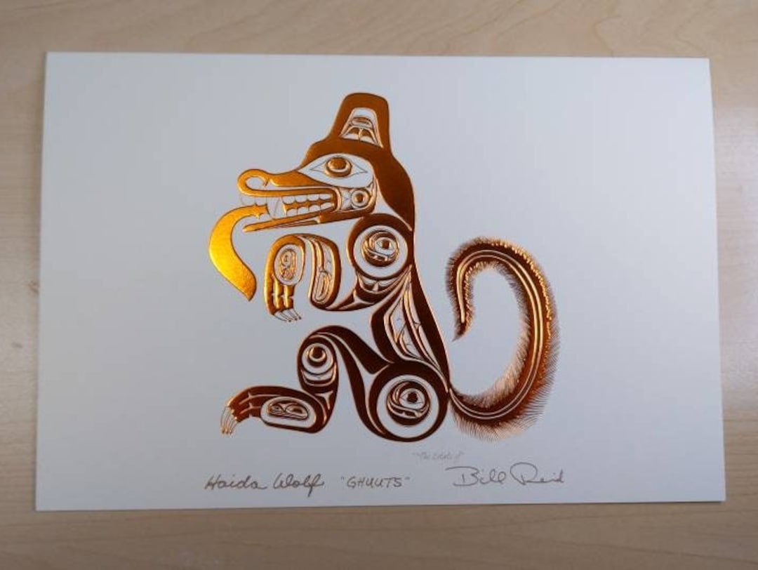 Haida Wolf by Bill Reid Haida Artist 6"x9" Copper Embossed Art Card - Etsy