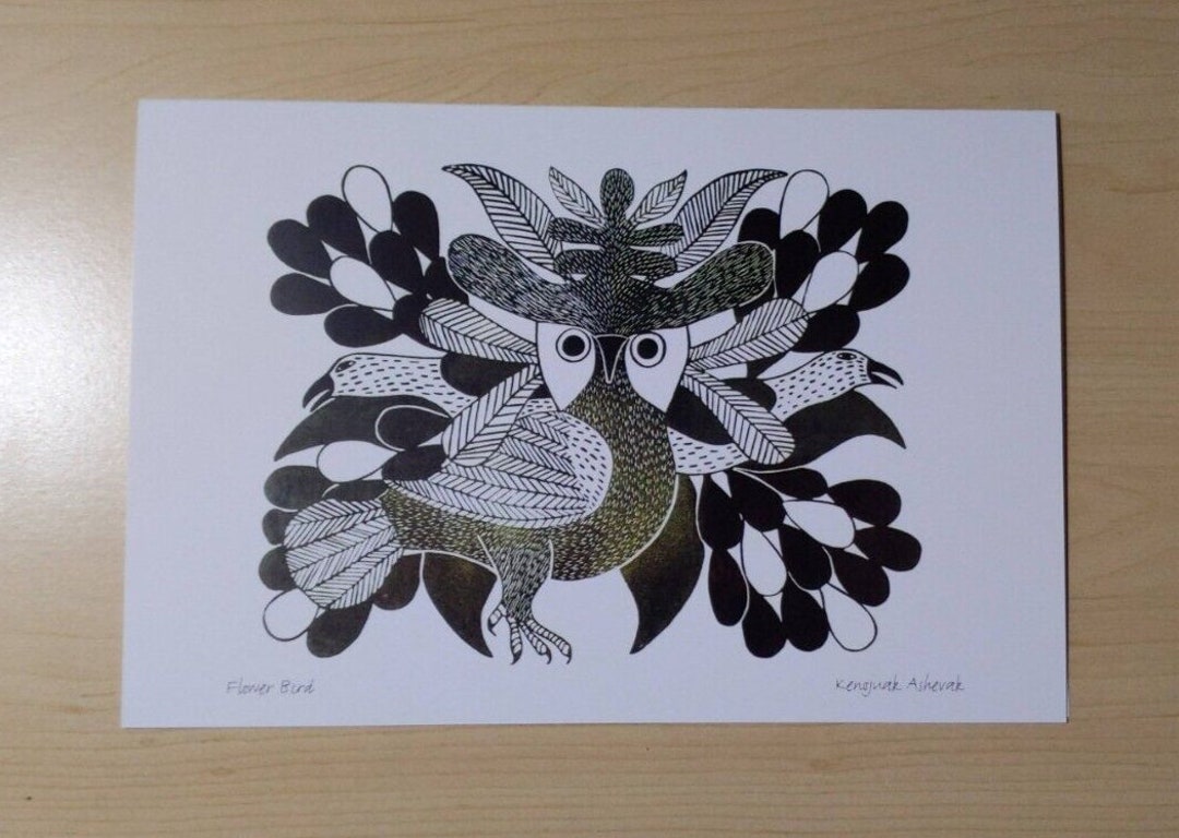 Flower Bird by Kenojuak Ashevak Inuit Artist 6"x9" Art Card - Etsy