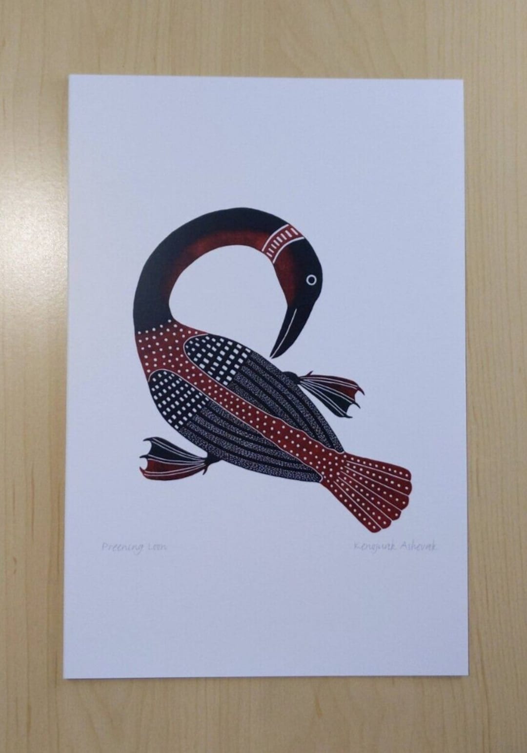 Preening Loon by Kenojuak Ashevak Inuit Artist 6"x9" Art Card - Etsy