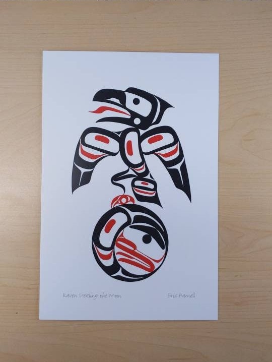 Raven Stealing the Moon by Eric Parnell Haida Artist 6"x9" Art Card - Etsy