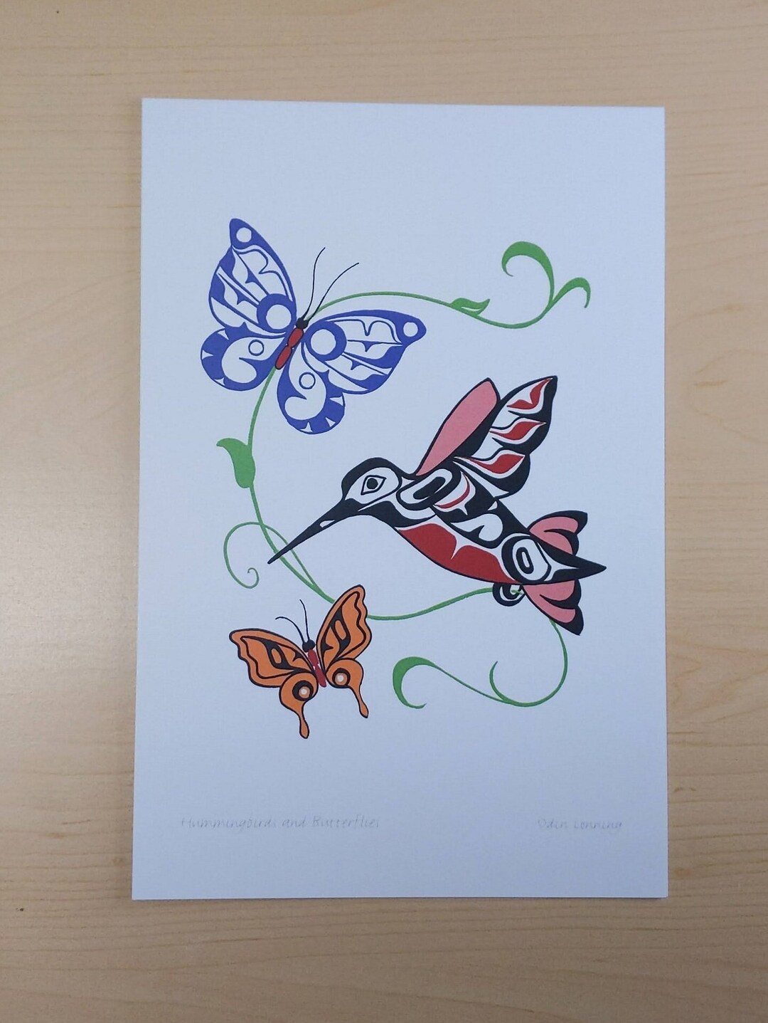 Hummingbirds and Butterflies by Odin Lonning Tlingit Artist 6"x9" Art ...