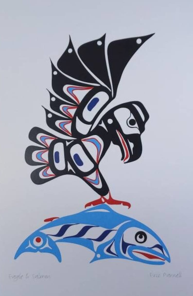 Eagle and Salmon by Eric Parnell Haida Artist 6x9 - Etsy