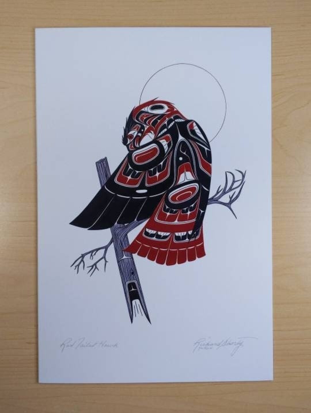 Red Tailed Hawk by Richard Shorty Northern Tutchone Yukon Artist 6"x9 ...