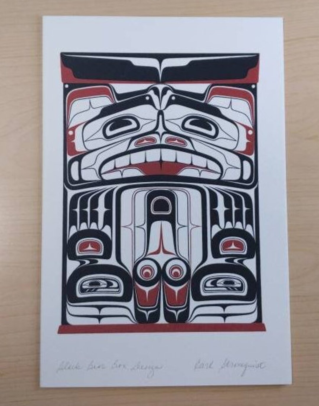 Black Bear Box Design by Carl Stromquist Salish Artist 6"x9" Art Card ...