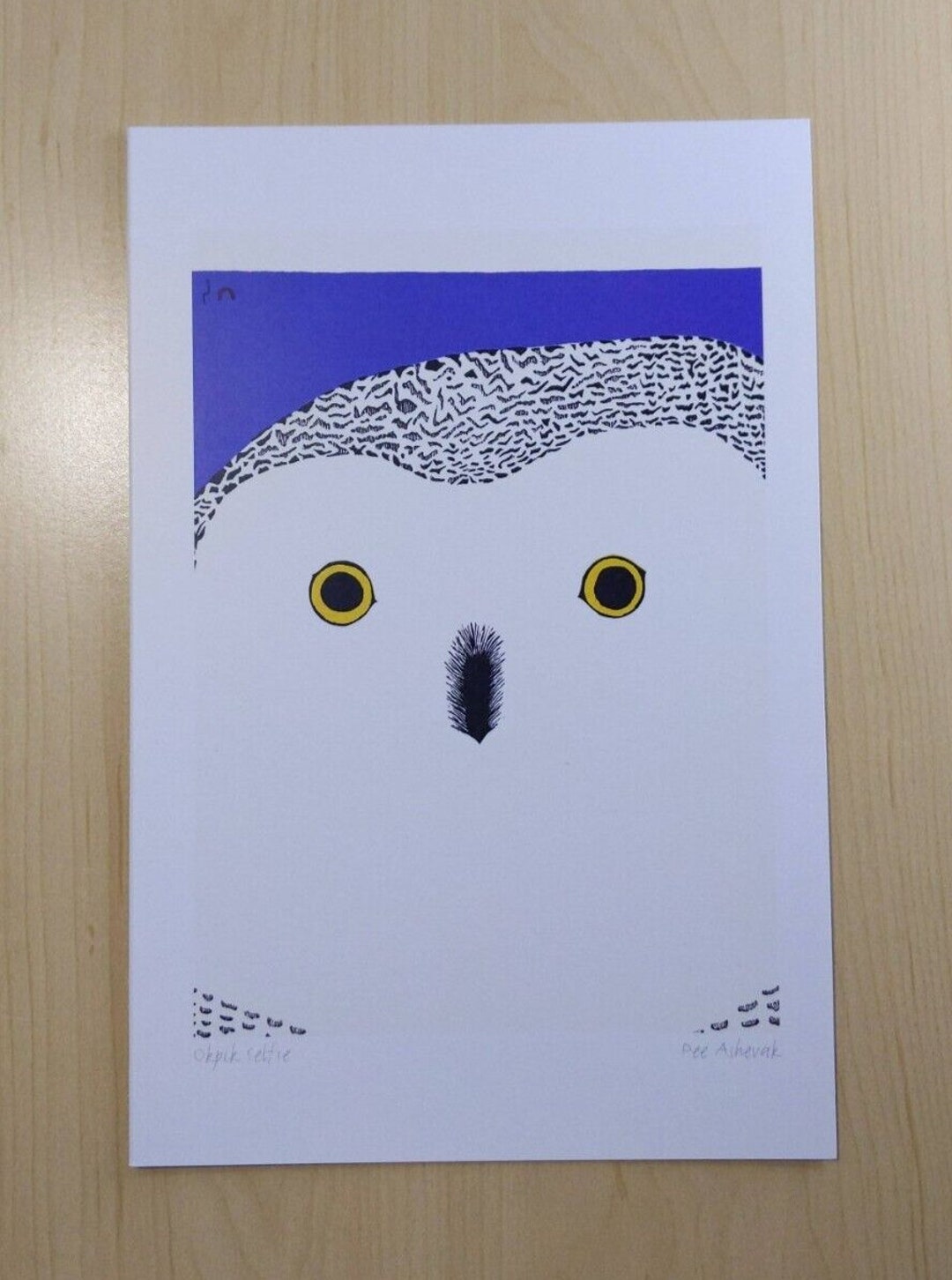 Okpik Selfie by Pee Ashevak Inuit Artist 6"x9" Art Card - Etsy