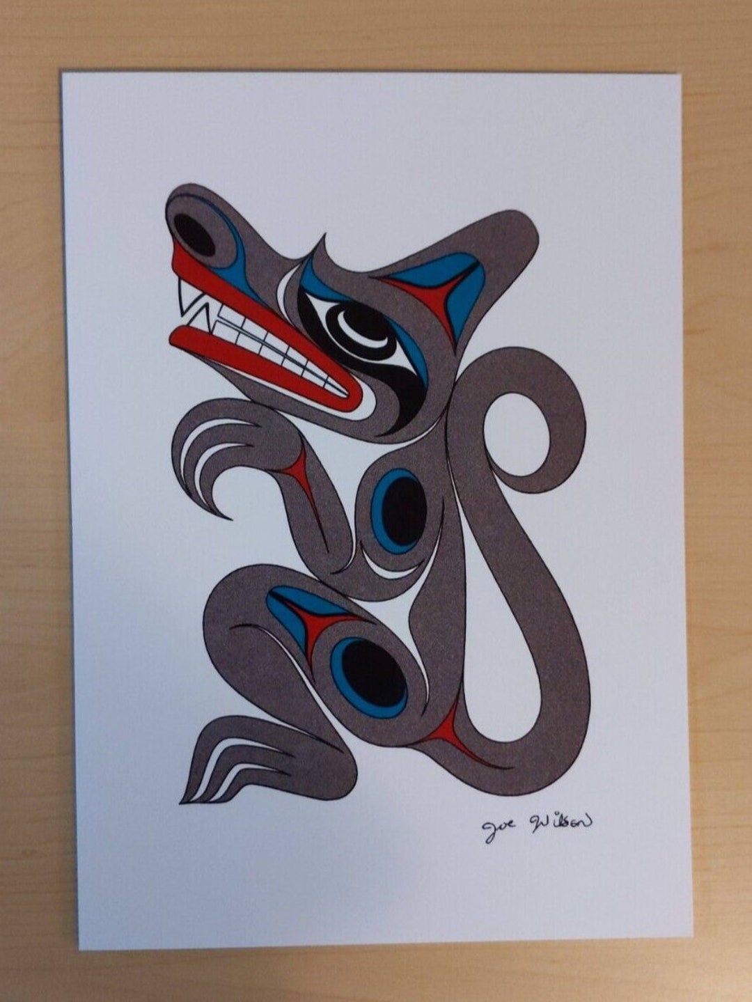 Salish Wolf by Joe Wilson Salish Artist 6"x9" Art Card - Etsy