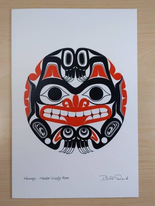 Haida Grizzly Bear Xhuwaji by Bill Reid Haida Artist 6"x9" Art Card - Etsy