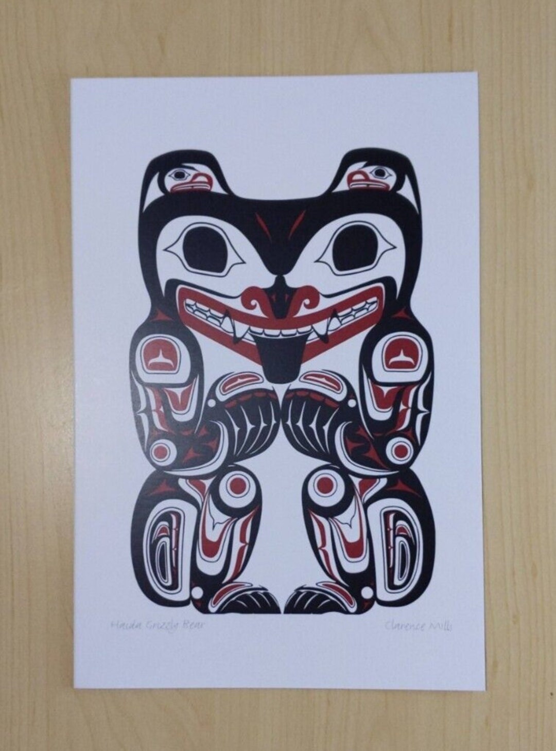 Haida Grizzly Bear by Clarence Mills Haida Artist 6"x9" Art Card - Etsy