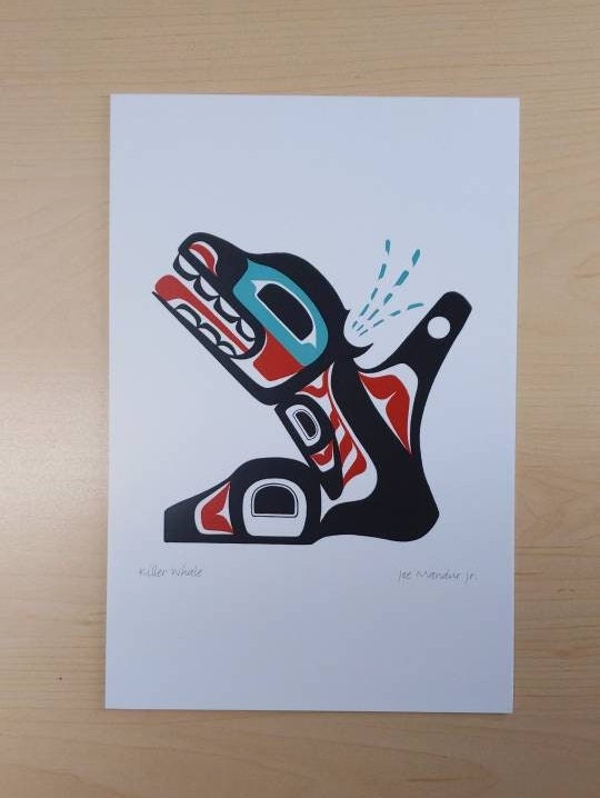 Killer Whale by Joe Mandur Jr Haida Artist 6"x9" Art Card - Etsy