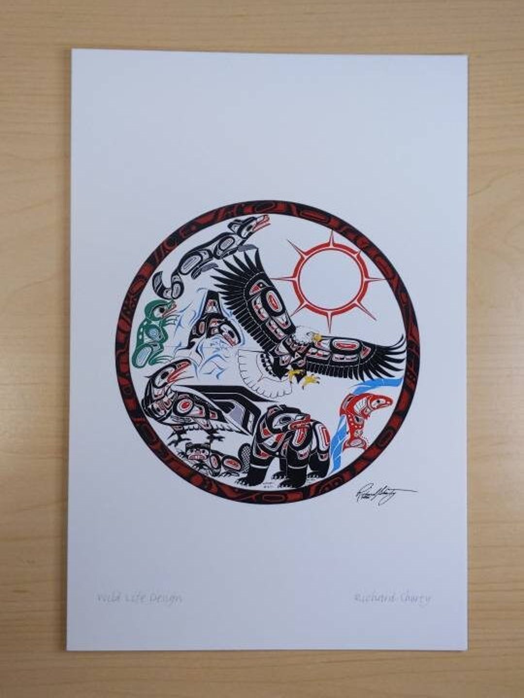 Wild Life Design by Richard Shorty Northern Tutchone Yukon Artist 6"x9 ...