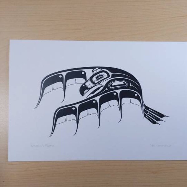 Raven in Flight Art - Etsy