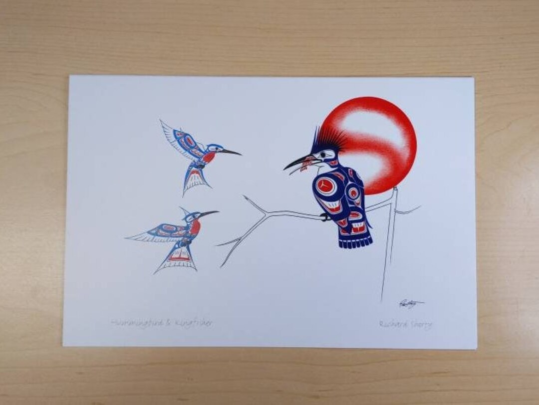 Hummingbird and King Fisher by Richard Shorty Northern Tutchone Yukon ...