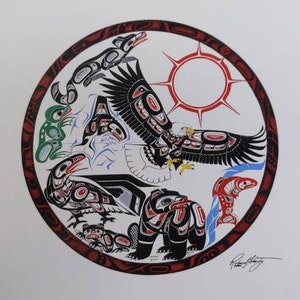Wild Life Design by Richard Shorty Northern Tutchone Yukon Artist 6"x9 ...
