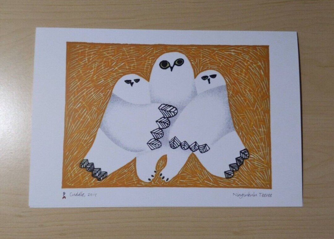 Cuddle by Ningiukulu Teevee Inuit Artist 6"x9" Art Card - Etsy