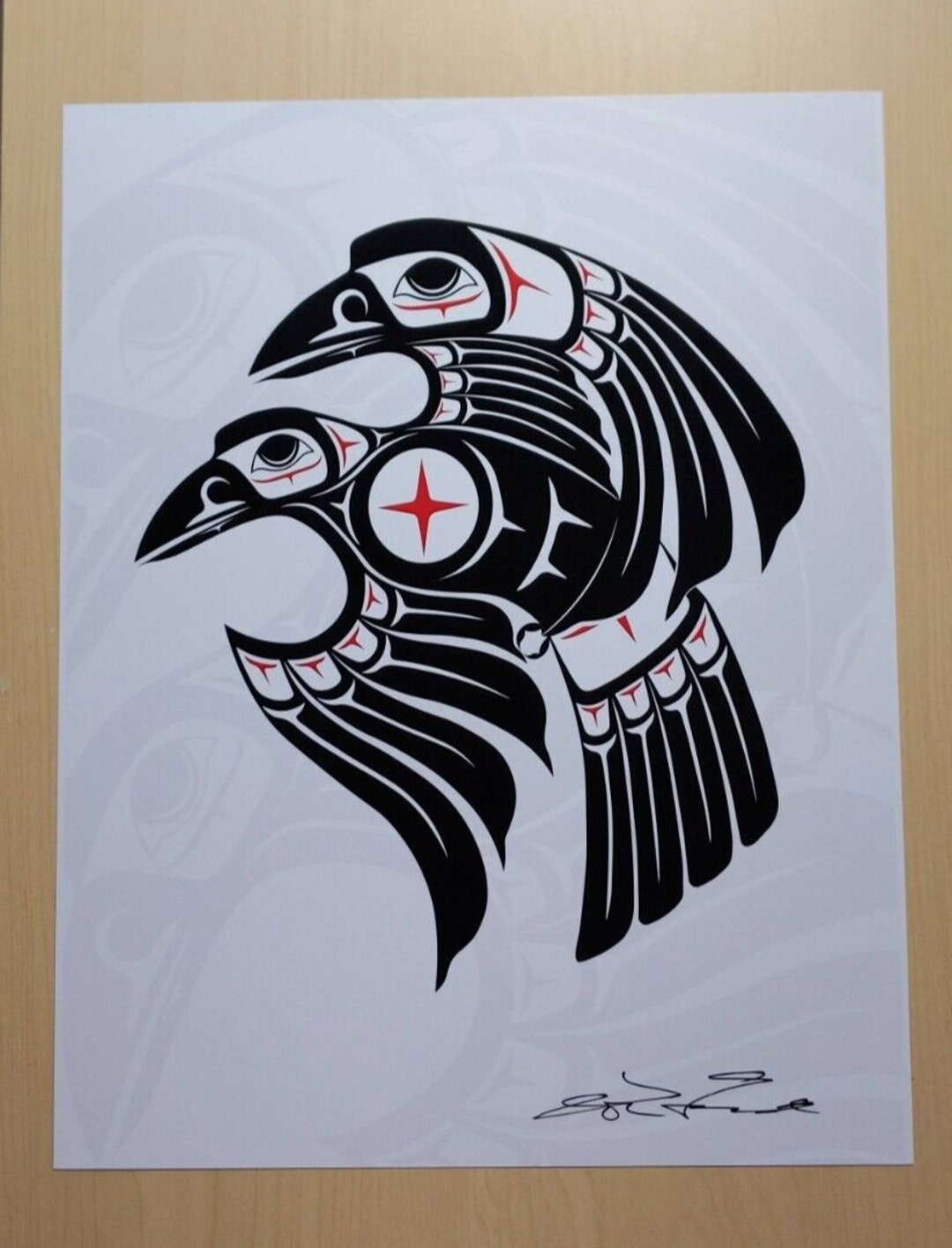 Two Headed Raven by Lon French Haida Artist 11"x14" Signed Print - Etsy