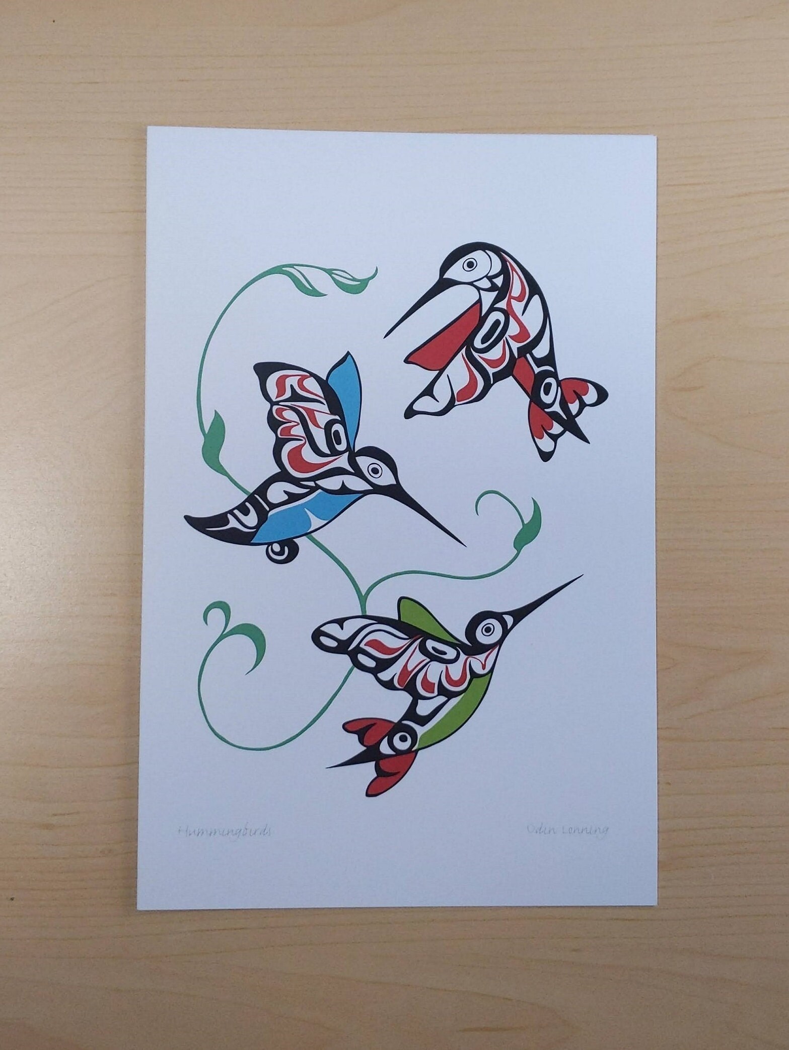 Hummingbirds by Odin Lonning Tlingit Artist 6x9 Art Card - Etsy