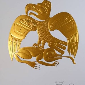 The Eagle and the Frog by Bill Reid Haida Artist 6"x9" Gold Embossed ...