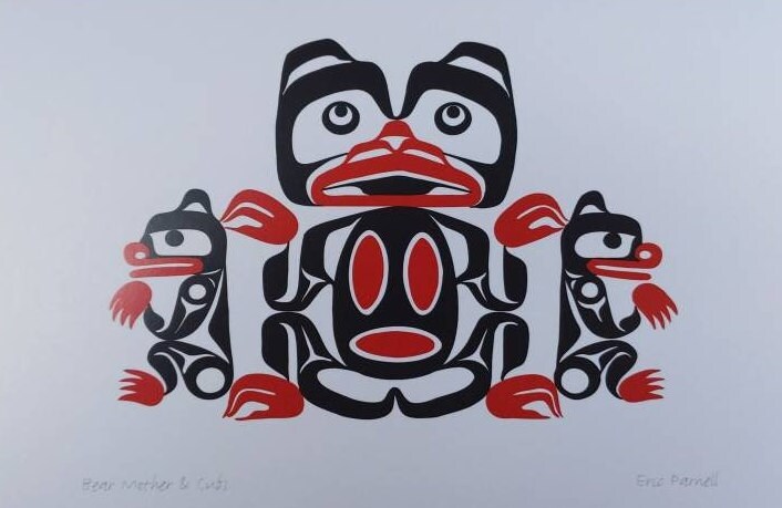 Bear Mother and Cubs by Eric Parnell Haida Artist 6"x9" Art Card No.498 ...