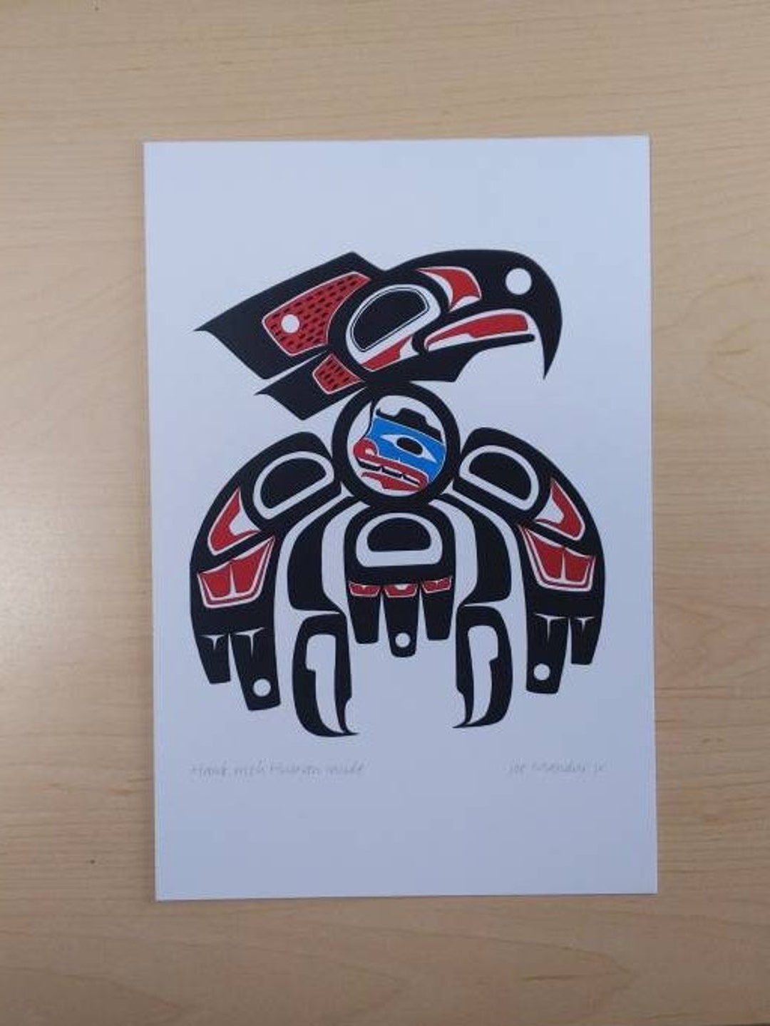 Hawk With Human Inside by Joe Mandur Jr Haida Artist 6"x9" Art Card - Etsy