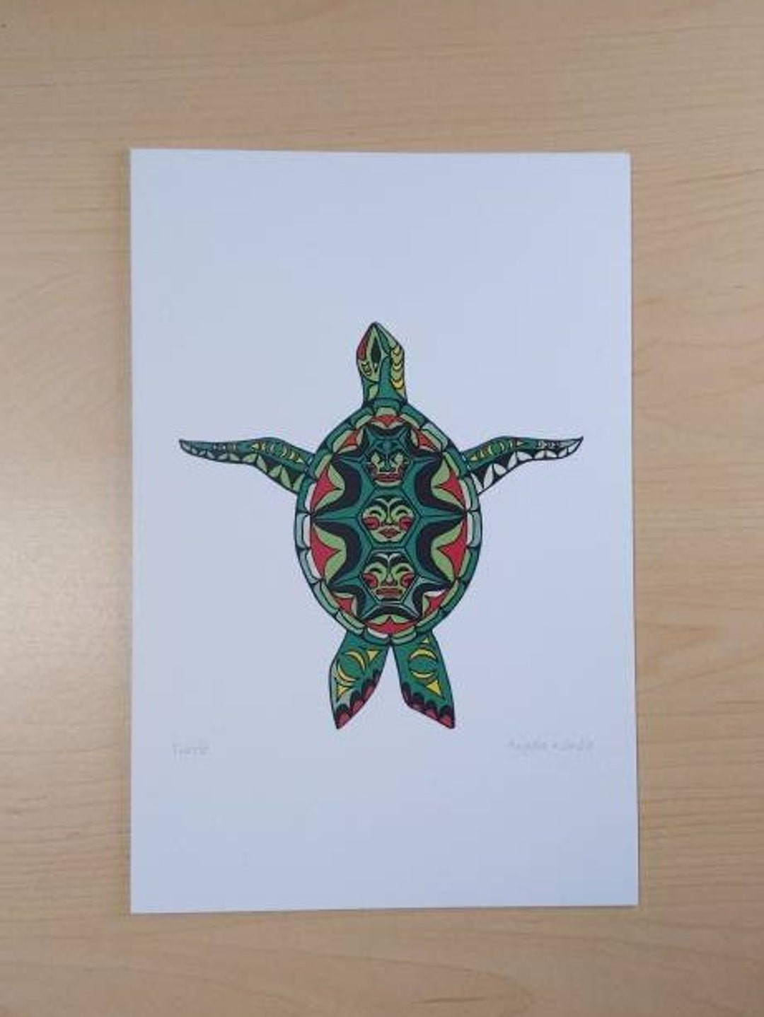 Turtle by Angela Kimble Coast Salish Artist 6"x9" Art Card - Etsy